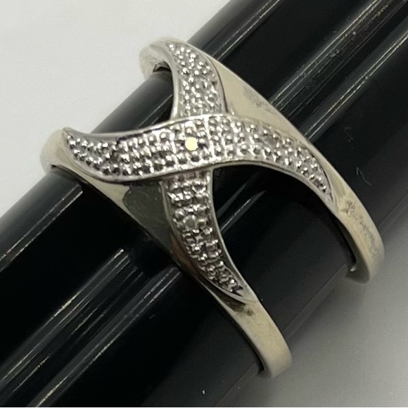 Jewelry | Vintage Sterling Silver Design Ring 5 Round Prong Set Diamond ...